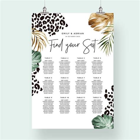 Safari Theme Seating Chart Etsy