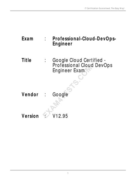 Professional Cloud Devops Engineer V1295 Copy 2 Pdf Cloud