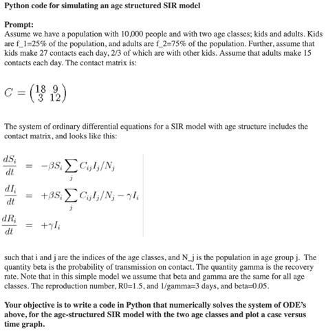 Python Code For Simulating An Age Structured Sir