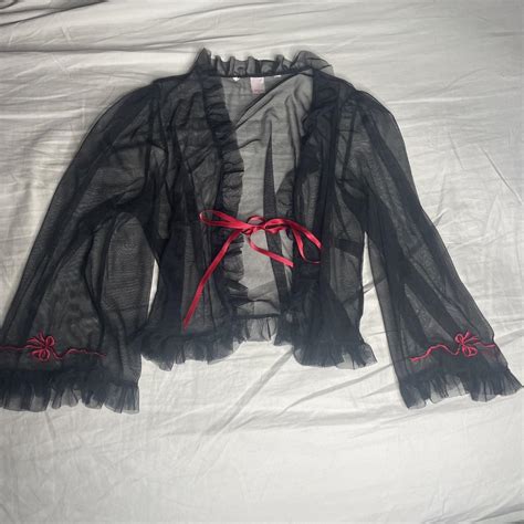 Vintage Victorias Secret Black And Red Mesh Bow Depop