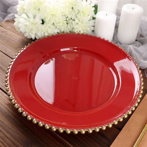 Efavormart 6 Pack 12 Red Clear Acrylic Round Charger Plates With