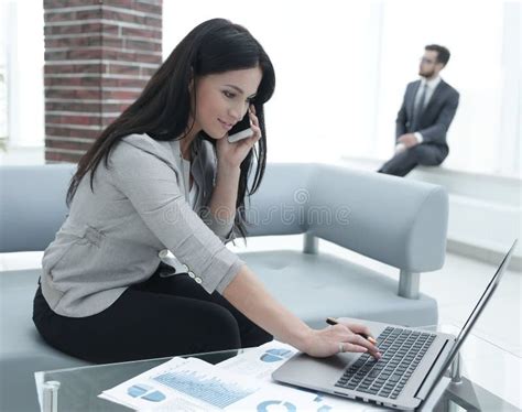 Woman Assistant At Her Workplace Stock Image Image Of Attractive