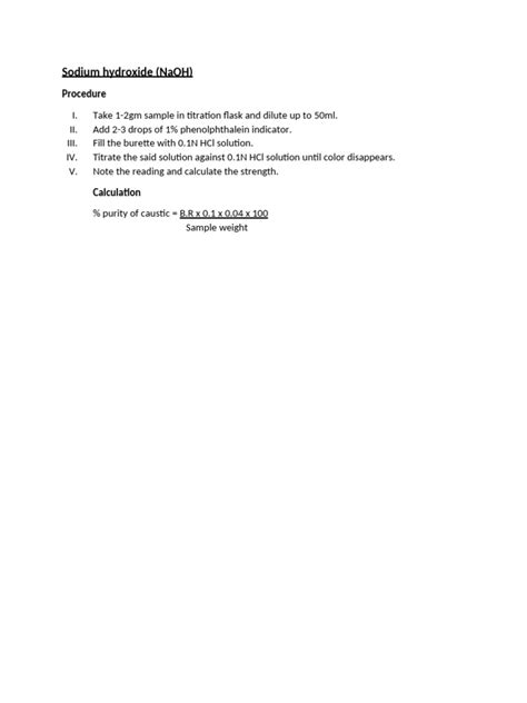Sodium Hydroxide Testing Pdf