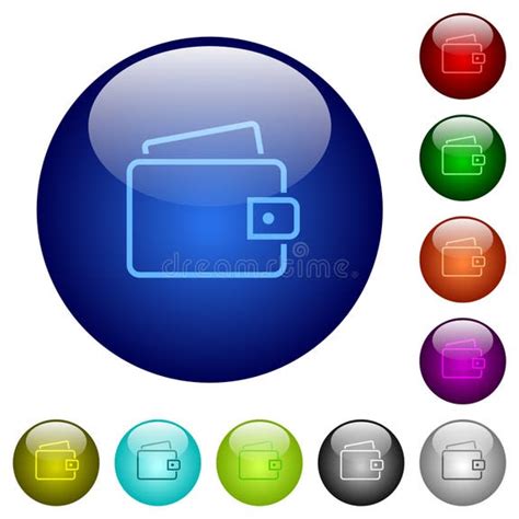Single Wallet Outline Color Glass Buttons Stock Vector Illustration