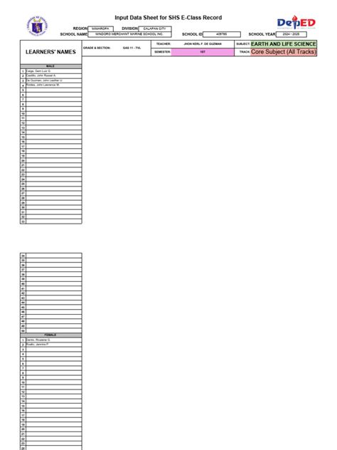 Shs E Class Record Sy 24 25 Pdf