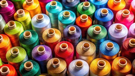 A Colorful Symphony Of Sewing Thread Spools An Overhead View Of