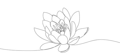 Lotus Flower In Single Continuous Line Drawing Style For Logo Or Emblem