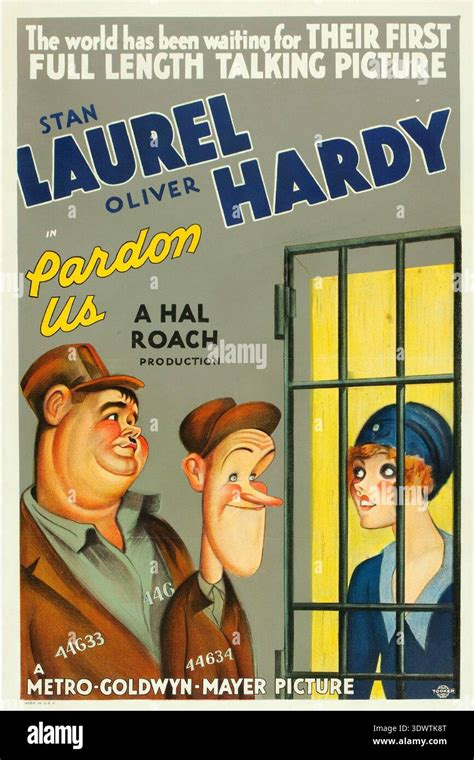Vintage Humorous Movie Poster For The 1931 Film Pardon Us Featuring