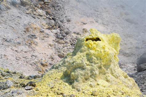 Premium Photo Sulfur Deposits Around A Solfatara In A Fumarole Field