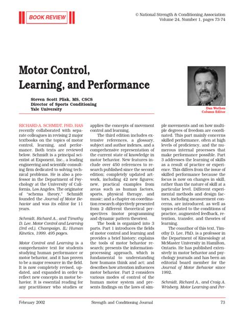 Motor Control Learning And Performance Pdf Learning