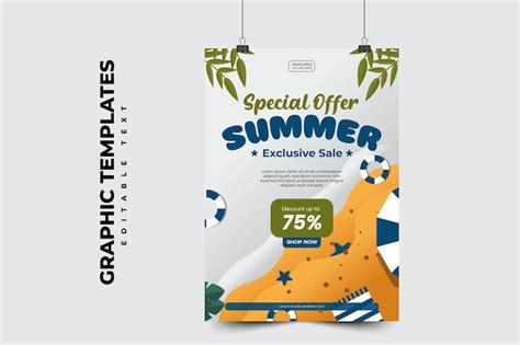 여름 판매 그래픽 템플릿 프리미엄 벡터