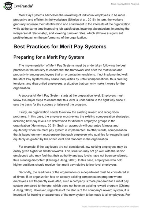 Merit Pay Systems Analysis 1371 Words Term Paper Example