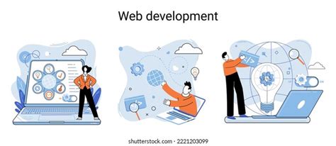 Web Development Metaphor Coding Programming Responsive Stock Vector