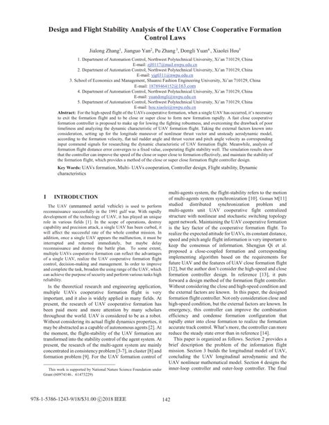 PDF Design And Flight Stability Analysis Of The UAV Close Cooperative Formation Control Laws