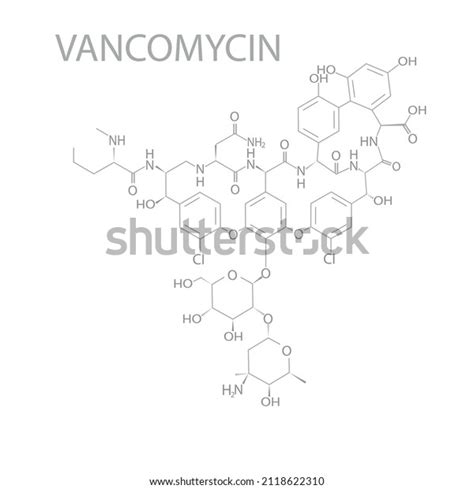 Vancomycin Chemical Molecular Skeletal Formula Vector Stok Vektör Telifsiz 2118622310