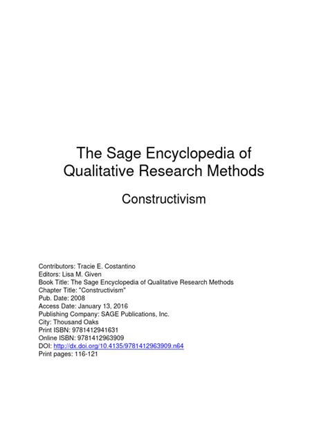 Constructivism In Qualitative Research Pdf Constructivism
