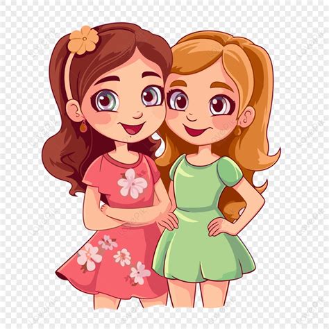 妹妹剪貼畫兩個卡通女朋友擺姿勢微笑 向量分享圖片素材 Eps圖片尺寸4267 × 4267px 高清圖案380556311