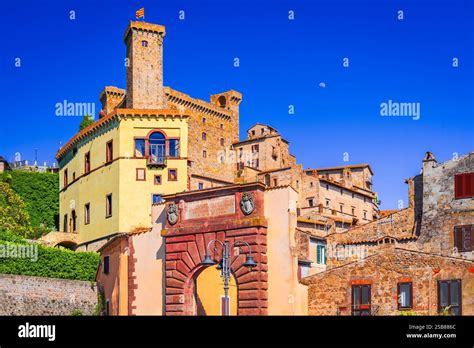 Bolsena Italy Castle Of Bolsena Old Town Houses In Viterbo Province