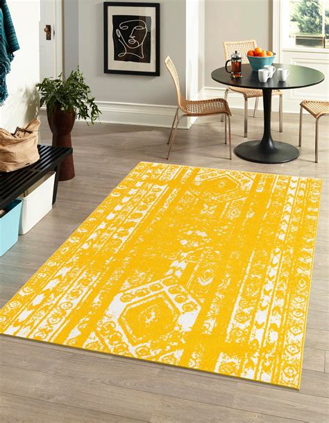 Lennon Collection Rug 6 X 9 Yellow Medium Rug Perfect For