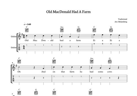 Guitar Chords For Old Macdonald