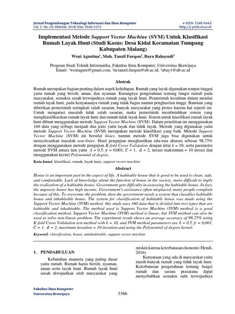 Implementasi Svm Untuk Klasifikasi Rumah Layak Huni Pdf