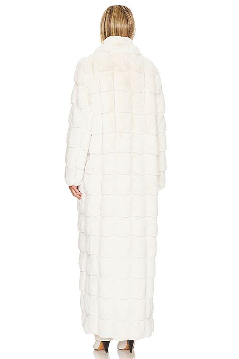 Lita By Ciara Floor Length Faux Fur Coat In White Revolve