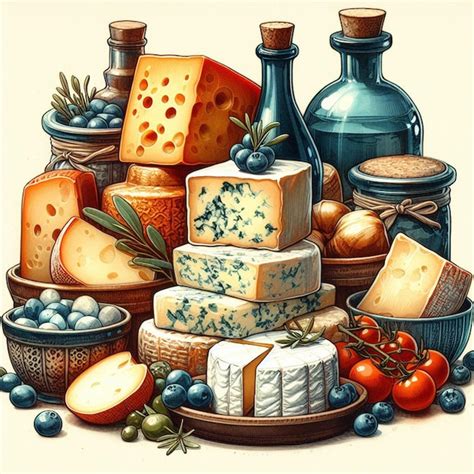 Premium Ai Image Blue Cheese Camenbert Still Life Texture Pattern