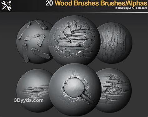 Zbrush183破裂木头木纹缝隙裂缝笔刷and木板破损墙壁损坏 3dyyds