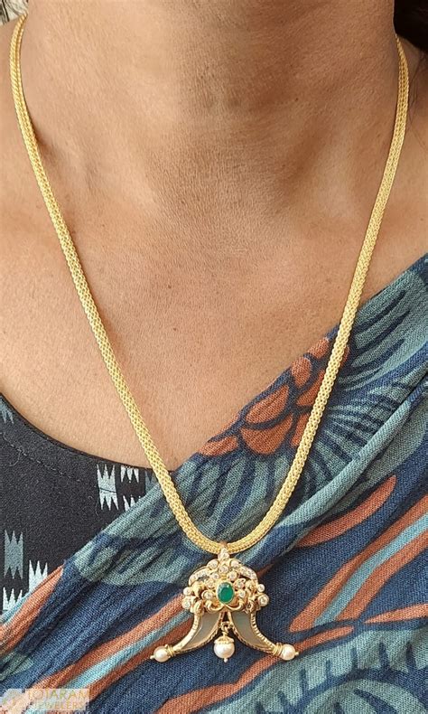 22k Gold Puligoru Design Pendant With Cz Color Stones And Japanese
