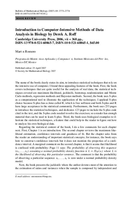 Pdf Introduction To Computer Intensive Methods Of Data Analysis In