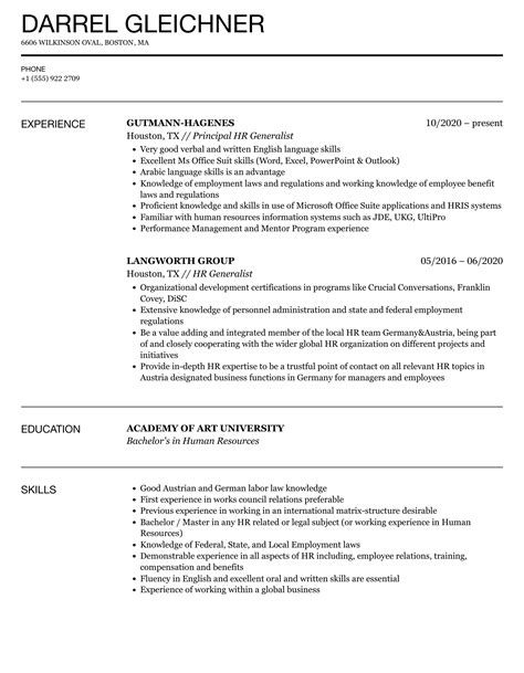 Hr Generalist Resume Samples Velvet Jobs