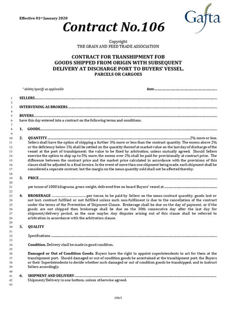 Contract For Transhipment Fob Pdf Arbitration Cargo