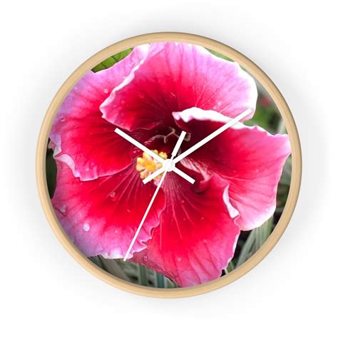 Stunning Pink Flower Wall Clock Decor Hibiscus Clock Accent Etsy