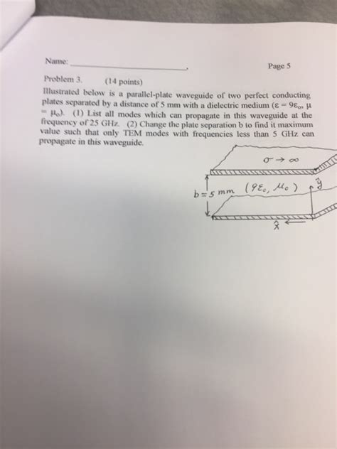 Solved Illustrated Below Is A Parallel Plate Waveguide Of