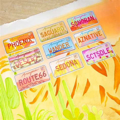 Phoenix Arizona License Plate Sticker Paige Poppe Art
