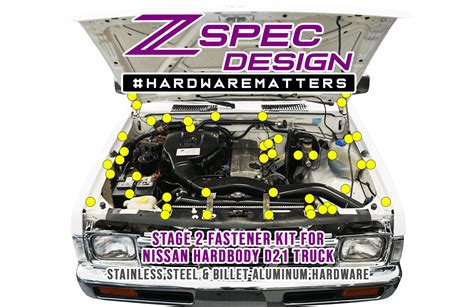 Zspec Stage 2 Engine Bay Fastener Kit For Nissan Hardbody D21 Pickup