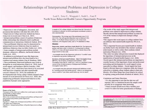 Relationships Of Interpersonal Problems And Depression In College
