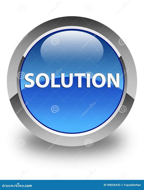 Solution Glossy Blue Round Button Stock Illustration Illustration Of
