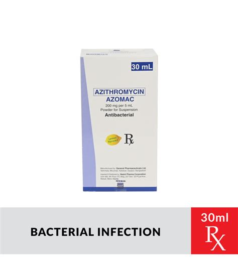 Rx Azomac Azithromycin Powsusp200mg30ml Bottle