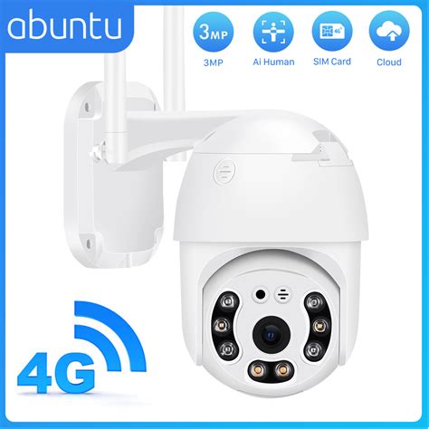 Abuntu 4g Sim Card Ip Camera Home Security Protection 3mp Ptz Camera