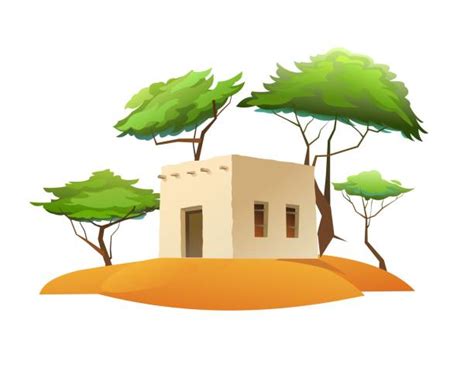 70 Traditional African Village Houses Background Stock Illustrations