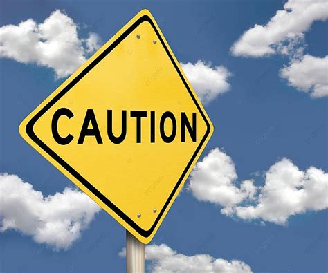 Yellow Warning Sign Caution Blue Dangerous Beware Photo Background And