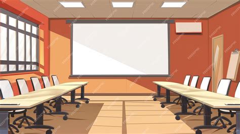 Professional Meeting Room Setup With Projector And Chairs Premium Ai