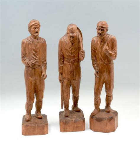 3 Wood Carvings By Famous Canadian Andre Bourgault