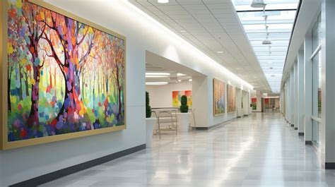 A Photo Of A Hospital Hallway With Artwork Premium Ai Generated Image