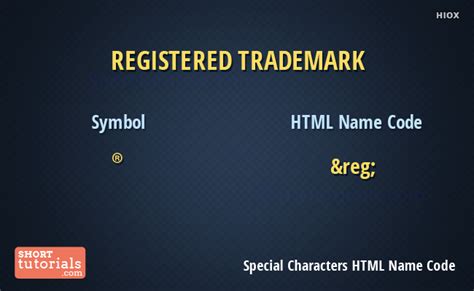 Registered Trademark Symbol Html Name Code