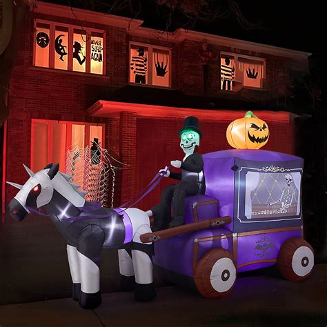 6ft Halloween Inflatables Outdoor Decorationsgrim Reaper Driving Skull