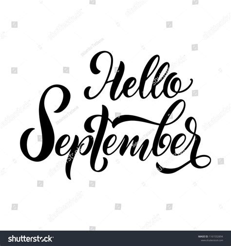 Hello September Lettering Elements Invitations Posters Stock Vector