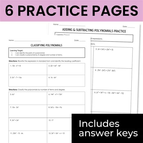 Polynomials Notes And Worksheets For Algebra 1 Add Subtract Multiply