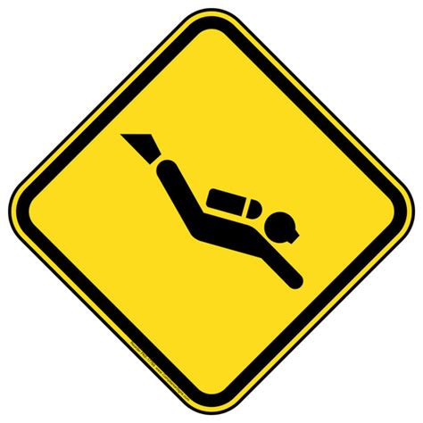Recreation Water Safety Scuba Diver Symbol Sign Yellow Reflective